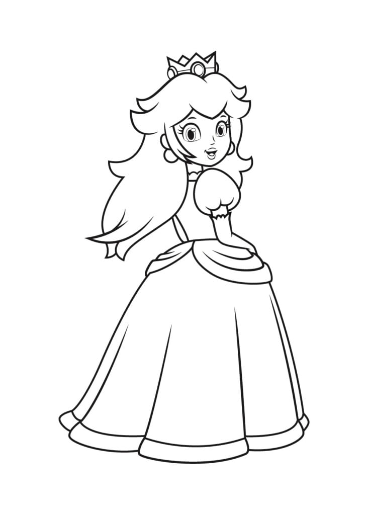 Princess Peach Coloring Pages For Kids - Free PDF Printables
