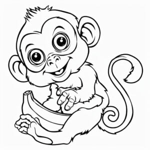 39 Maimuță de colorat Pentru Copii - Imprimabile PDF Gratuite
