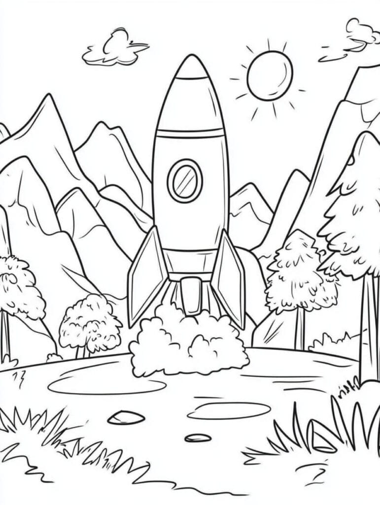 15 Free Rocket Coloring Pages For Kids - Blast Off!