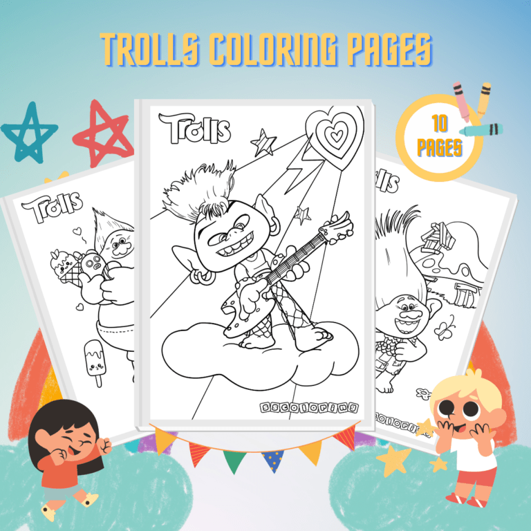 11 Trolls Coloring Pages For Kids - Free PDF Printables