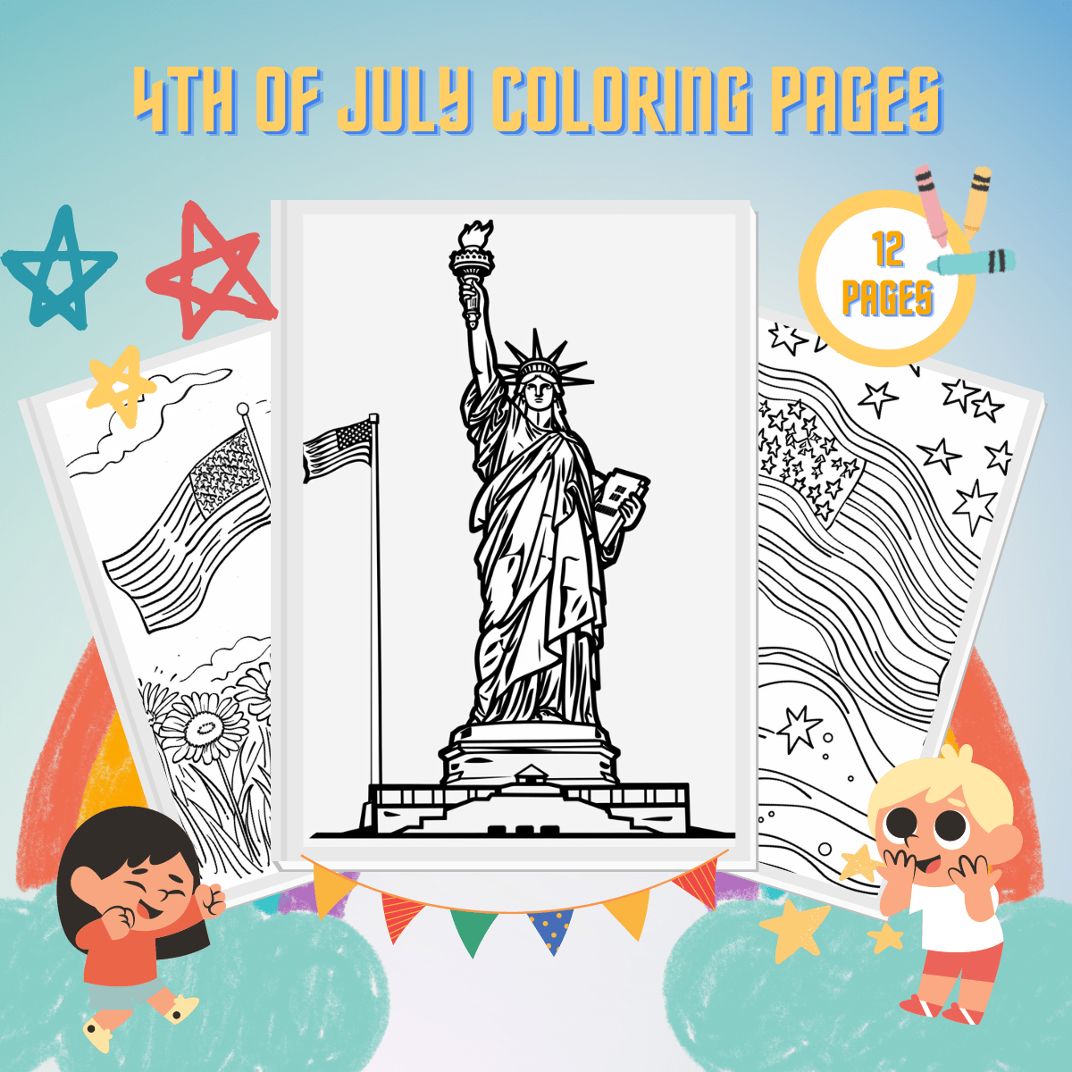 13 dibujos para colorear del 4 de julio | Imprimibles PDF gratuitos