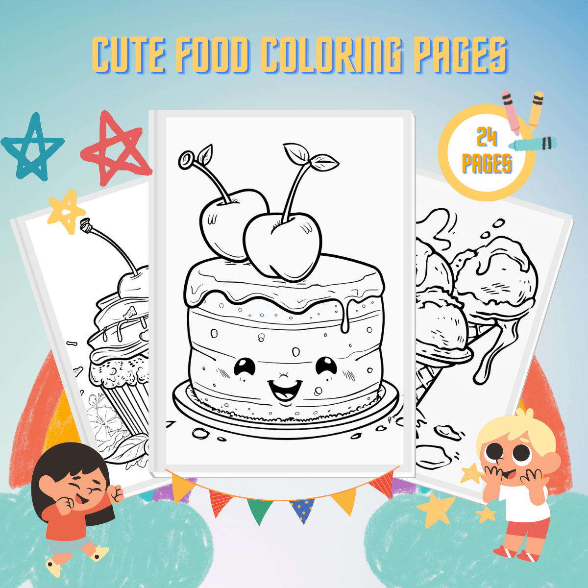 25 Cute Food Coloring Pages For Kids - SSColoring.com