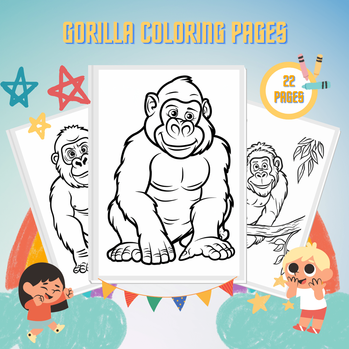 Happy Gorilla Coloring Pages [2025]