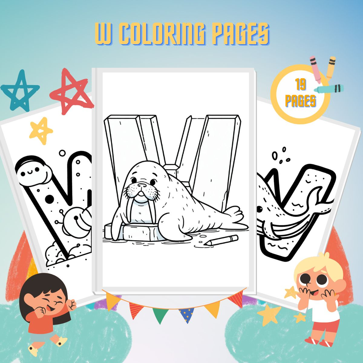 20 Letra W para colorear: un mundo maravilloso y caprichoso