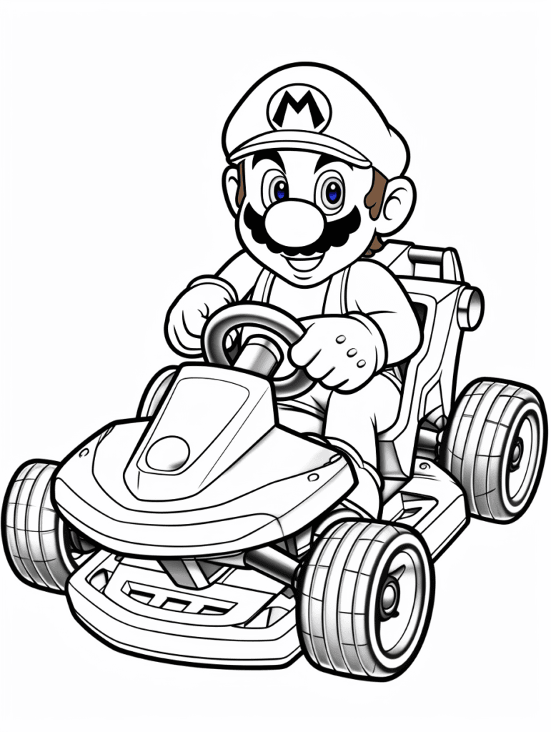 15 Mario Kart kleurplaat: Zoom in op een regenboogweg vol plezier!