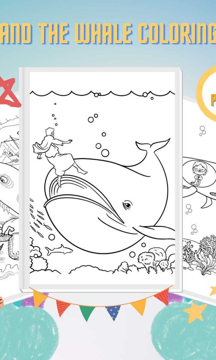 Gambar Mewarnai Yunus dan Paus