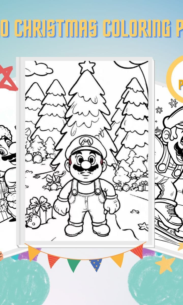 Mario Christmas Coloring Pages