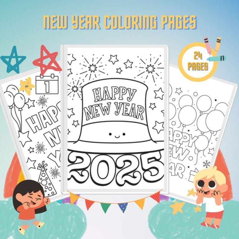24 New Year Coloring Pages - Free PDF Printable