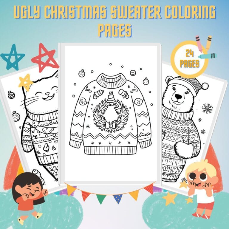 24 Ugly Christmas Sweater Coloring Pages - Festive Fun!