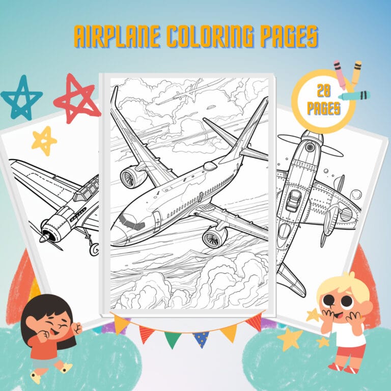 28 desene avion de colorat - Imprimabile PDF gratuite