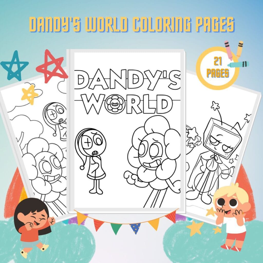 21 desene Dandy's World de colorat - Imprimabile PDF gratuite