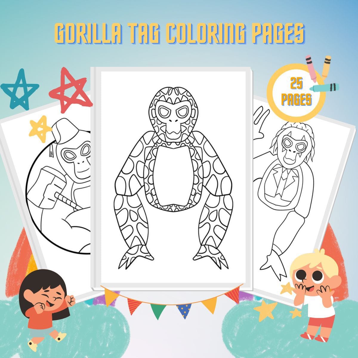 25 desene Gorilla Tag de colorat - Imprimabile PDF gratuite pentru copii 25 desene Gorilla Tag de colorat - Imprimabile PDF gratuite pentru copii